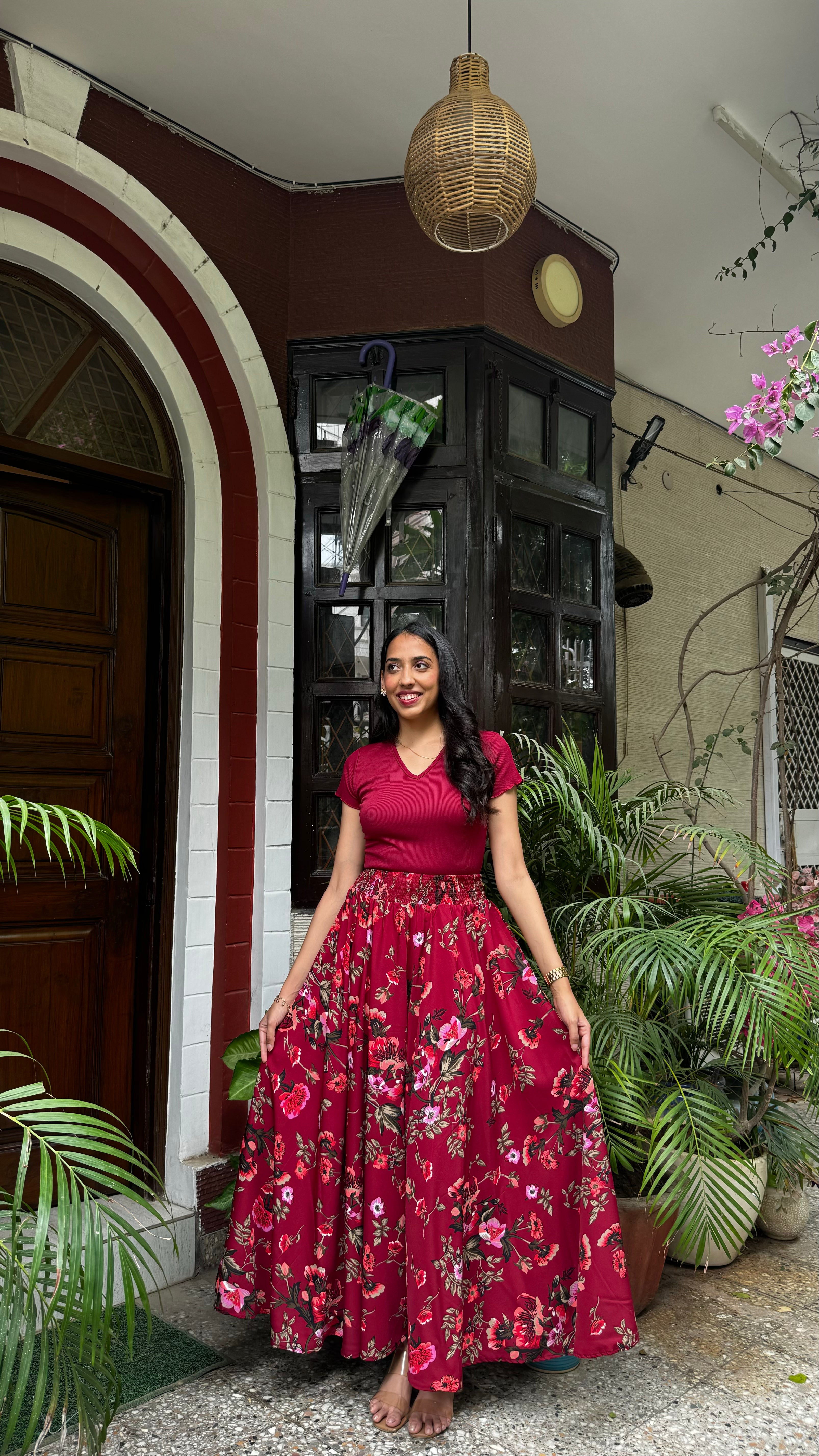Midnight Maroon Floral Palazzo (Free Size) – The Wink Label